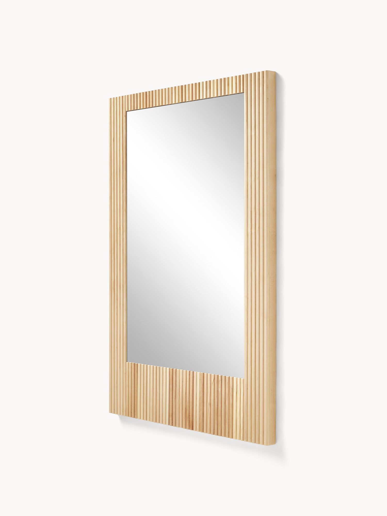 Lustro ścienne Nele z ryflowanym obramowaniem z drewna brzozowego ...